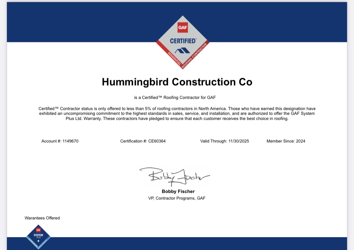 Hummingbird Construction Company St. Louis, MI, 48880 | Networx
