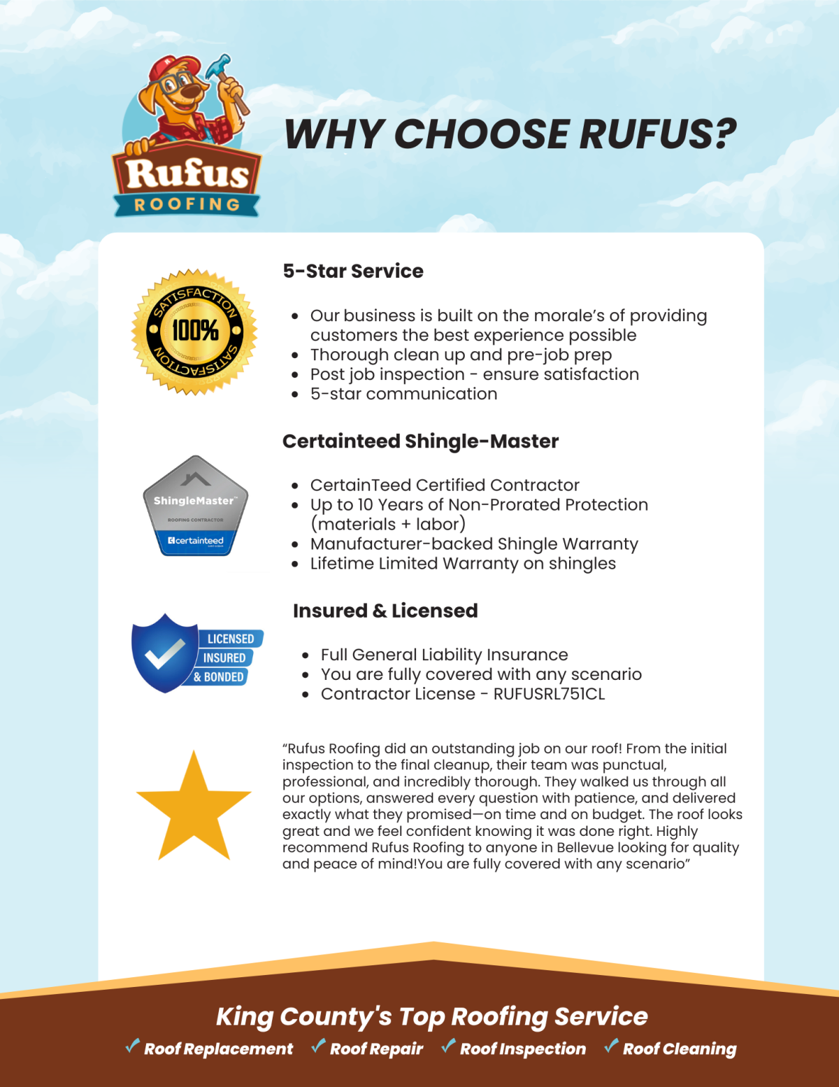 Rufus Roofing Woodinville, WA, 98077 | Networx